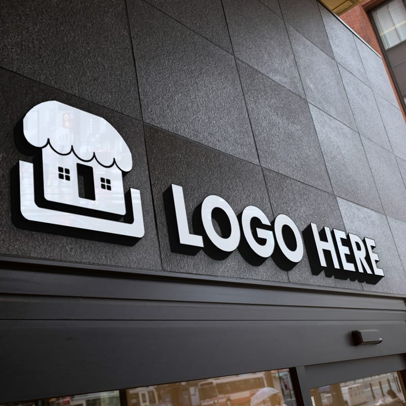 Free Building Logo Sign Mockup PSD