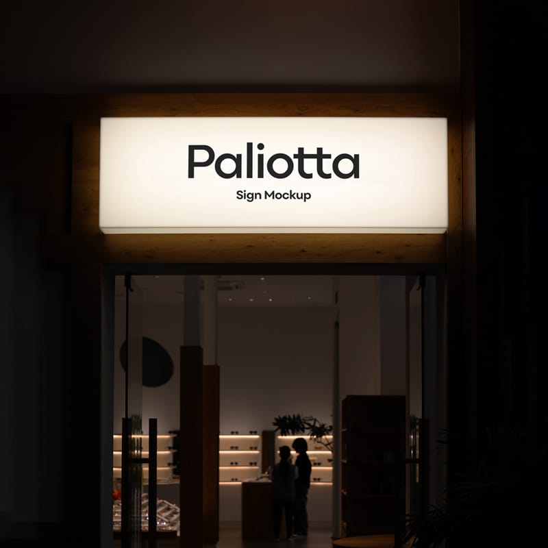 Free Lightbox Sign Mockup Template PSD