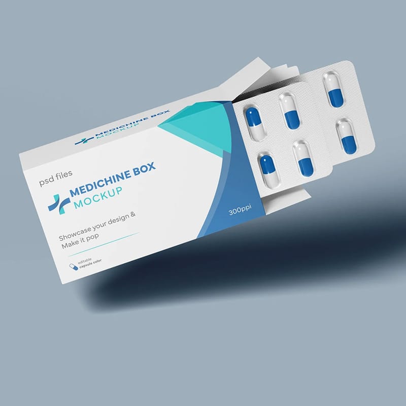 Free Medicine Pill Box Mockup PSD