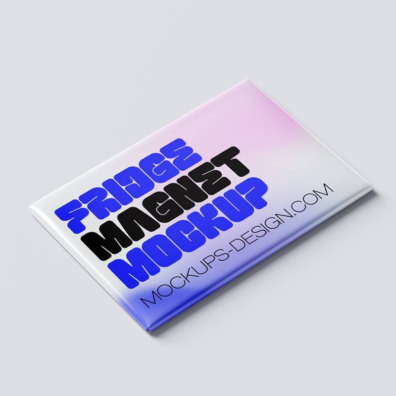 Free Rectangle Fridge Magnet Mockup PSD