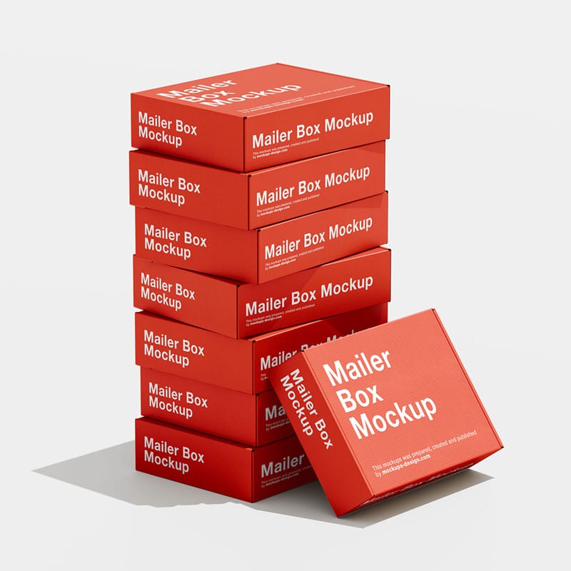 Free Stack Of Cardboard Boxes Mockup PSD