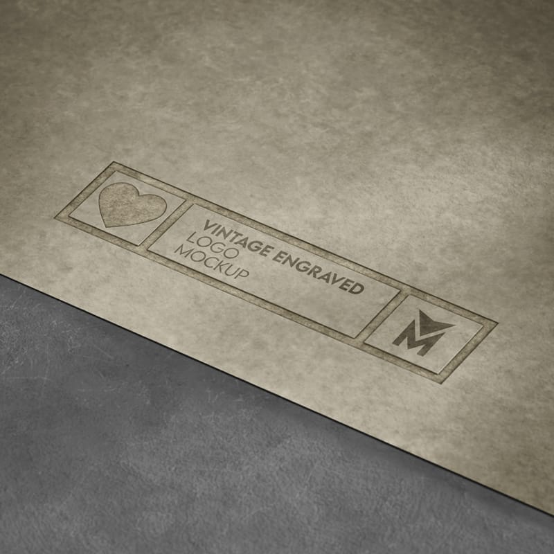 Free Vintage Engraved Logo Mockup PSD
