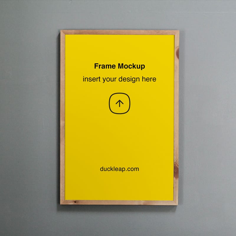 Free Wooden Wall Frame Mockup PSD