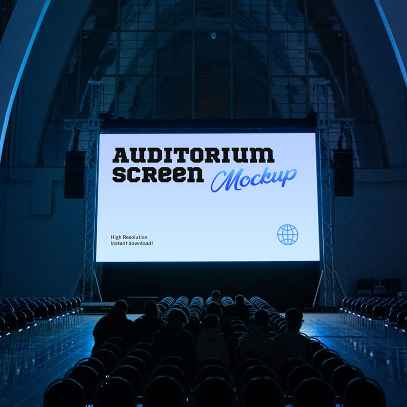 Free Auditorium Screen Mockup PSD
