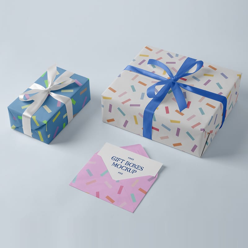 Free Gift Box Mockup Design PSD