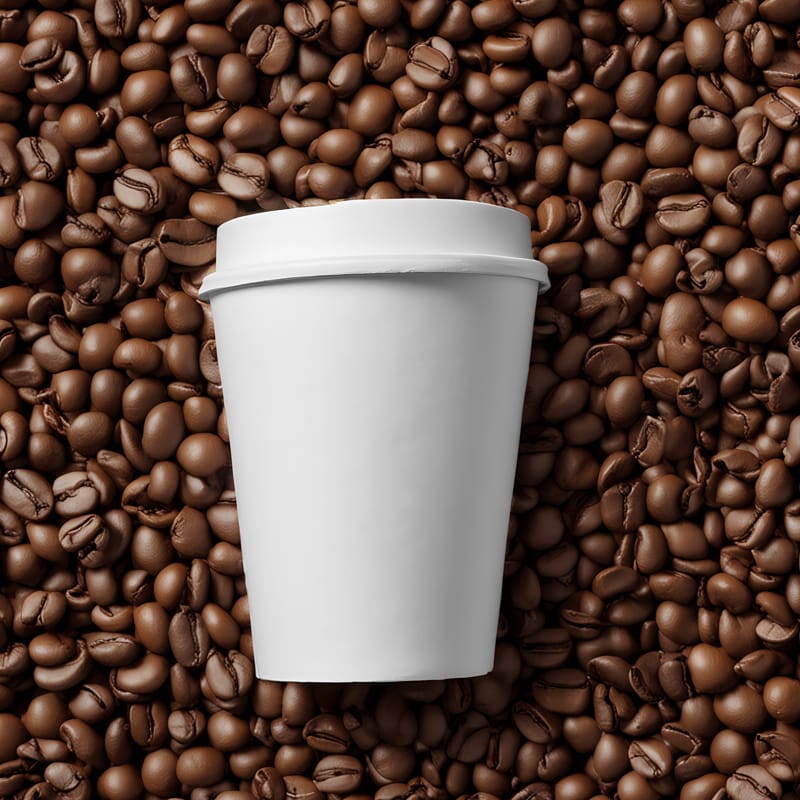 Free Paper Cup On Coffee Beans Mockup PSD