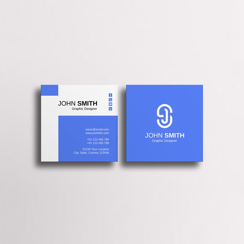 Free Square Business Card Mockup Template PSD