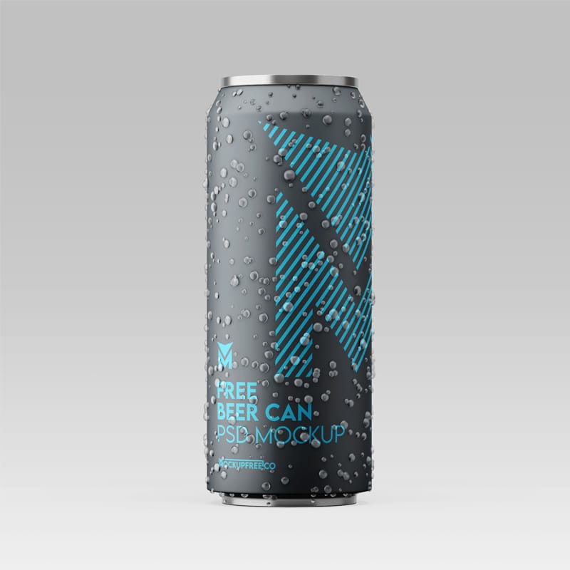 Free Beer Can Mockups PSD