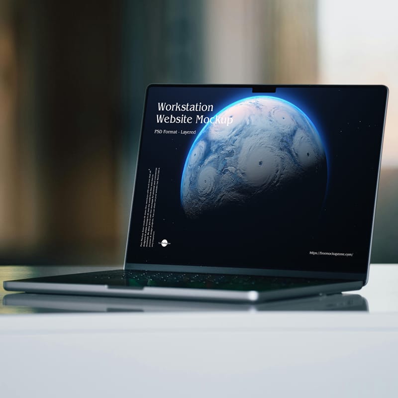 Free Laptop Workstation Website Mockup PSD