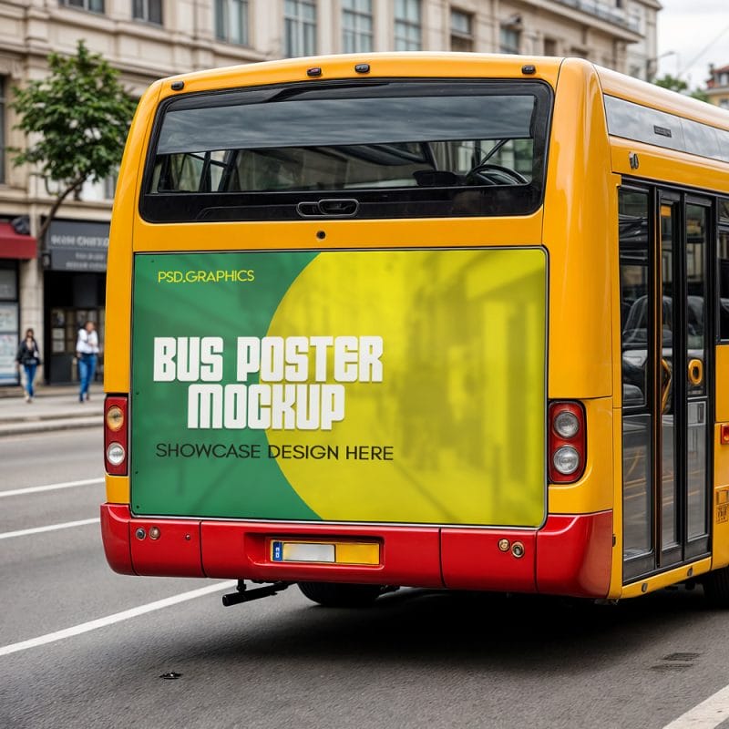 Free Poster Advertising On Bus Mockup PSD