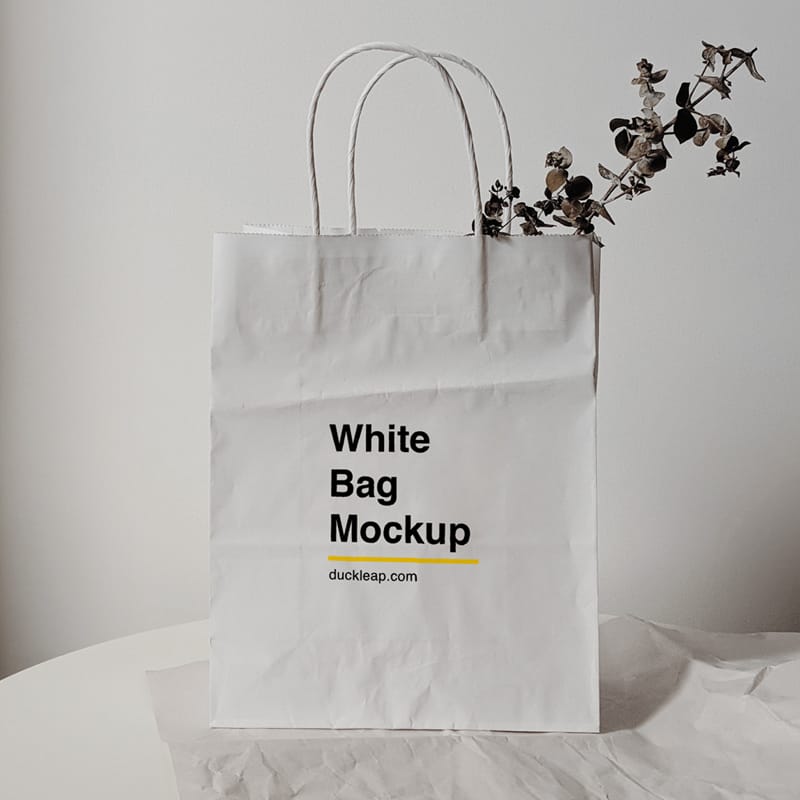 Free White Paper Bag Mockup Template PSD