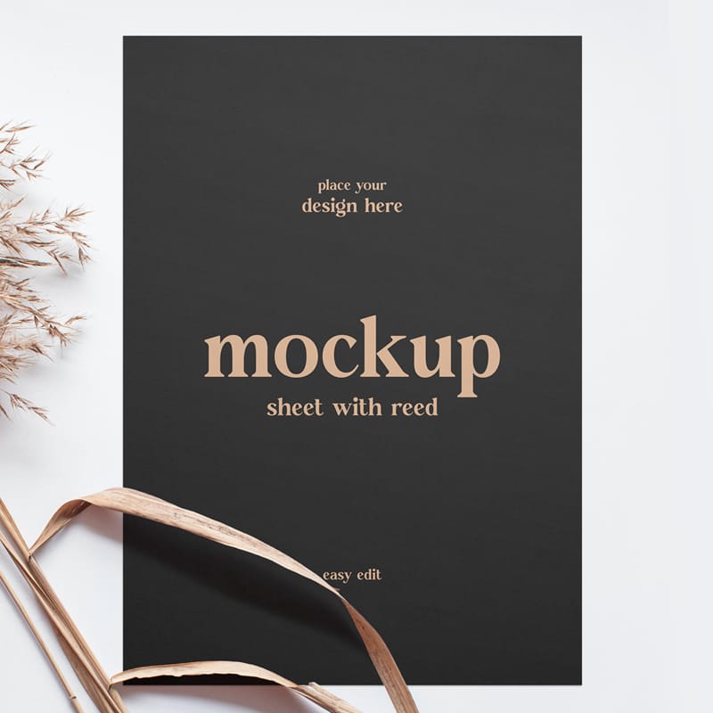 Free Beautiful Sheet With Reed Mockup PSD