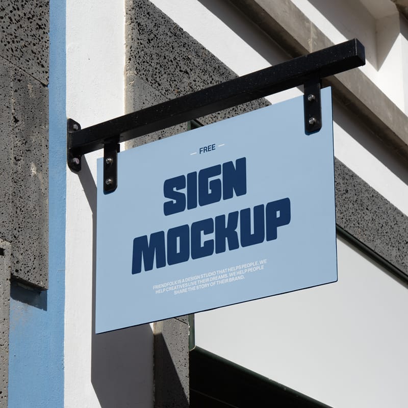 Free Hanging Rectangle Sign Mockup PSD
