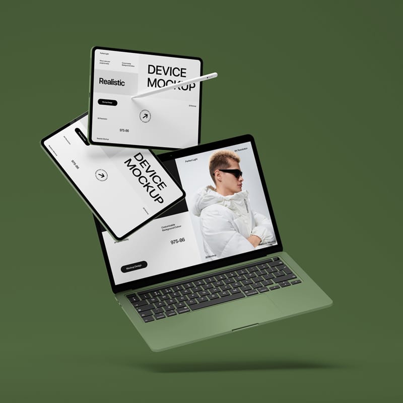 Free Realistic Device Mockup Set PSD Free Realistic Device Mockup Set PSD