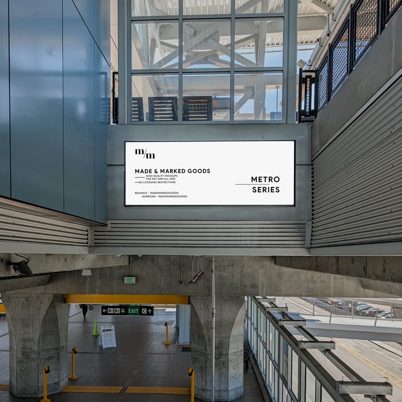 Free Metro Series Framed Illuminated Billboard Mockup PSD