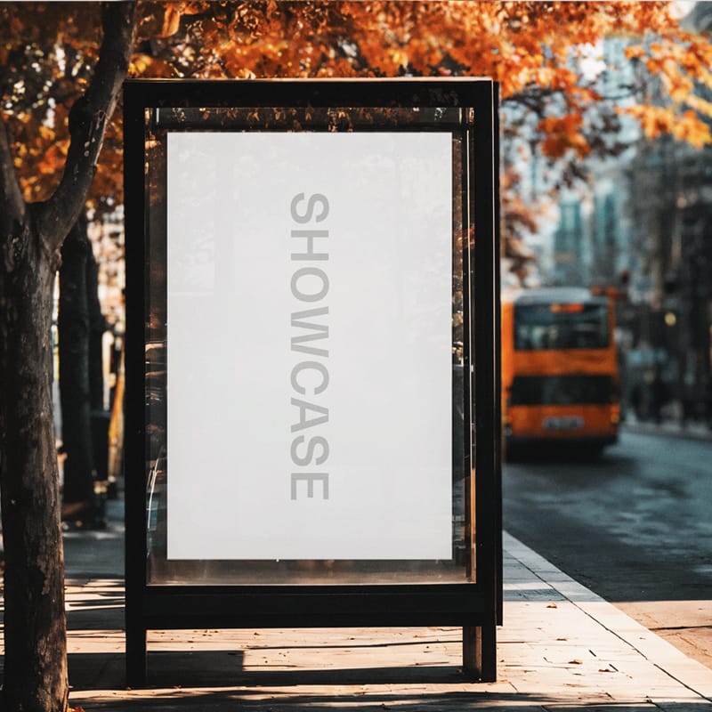 Free Realistic Bus Stop Poster Mockup Design PSD
