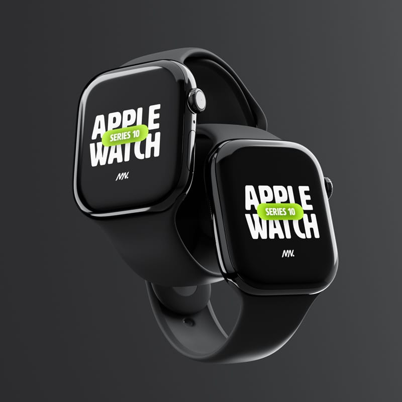 Free Two Floating Apple Watch Series 10 Mockup PSD