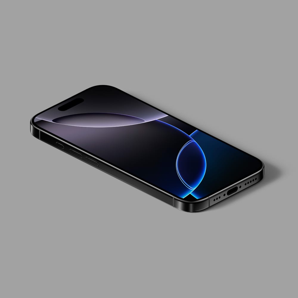 Free IPhone 16 Pro Mockup V37 Isometric Background PSD
