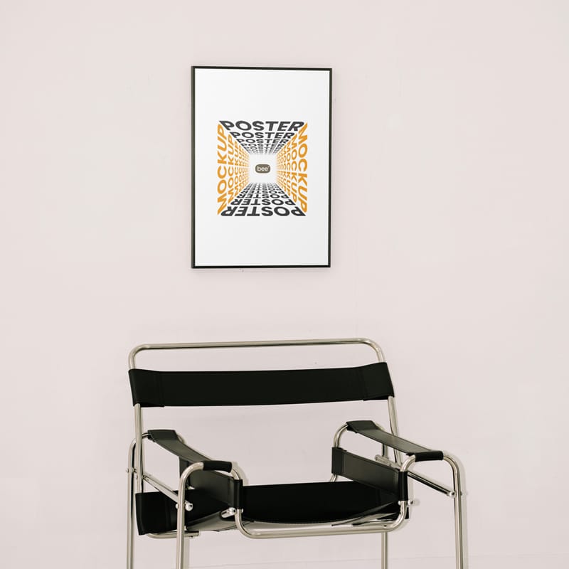Free Poster Above Chair Mockup PSD