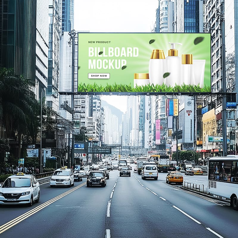 Free Traffic Billboard Mockup PSD