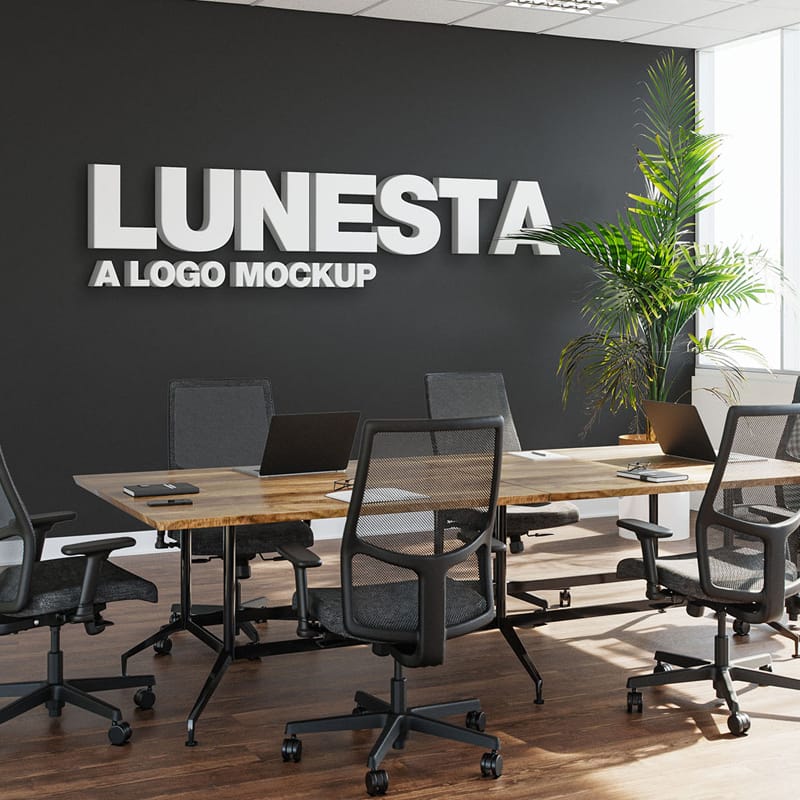 Free Conference Room Logo Mockup PSD