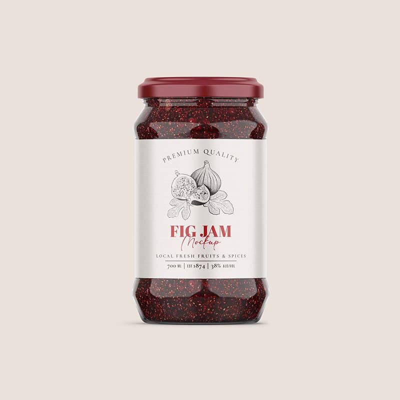 Free Fig Jam Jar 8oz Mockup PSD