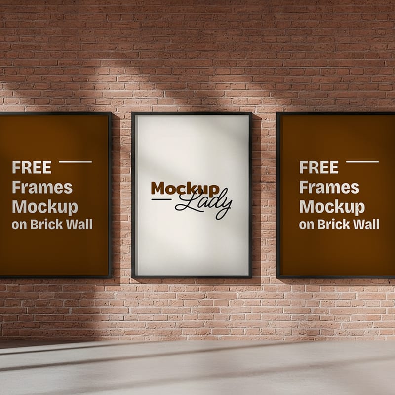 Free Frames Mockup On Brick Wall PSD