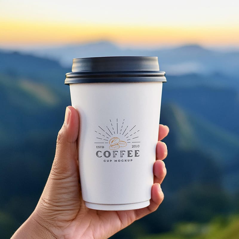 Free Outdoor Coffee Cup Mockup PSD