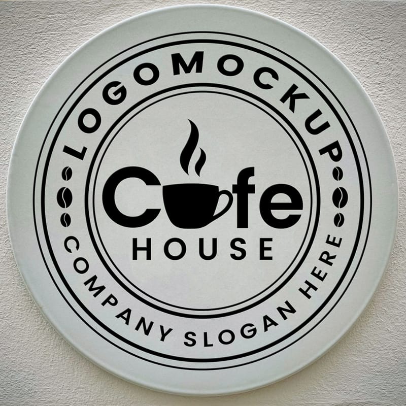 Free Round Signage Logo Mockup PSD