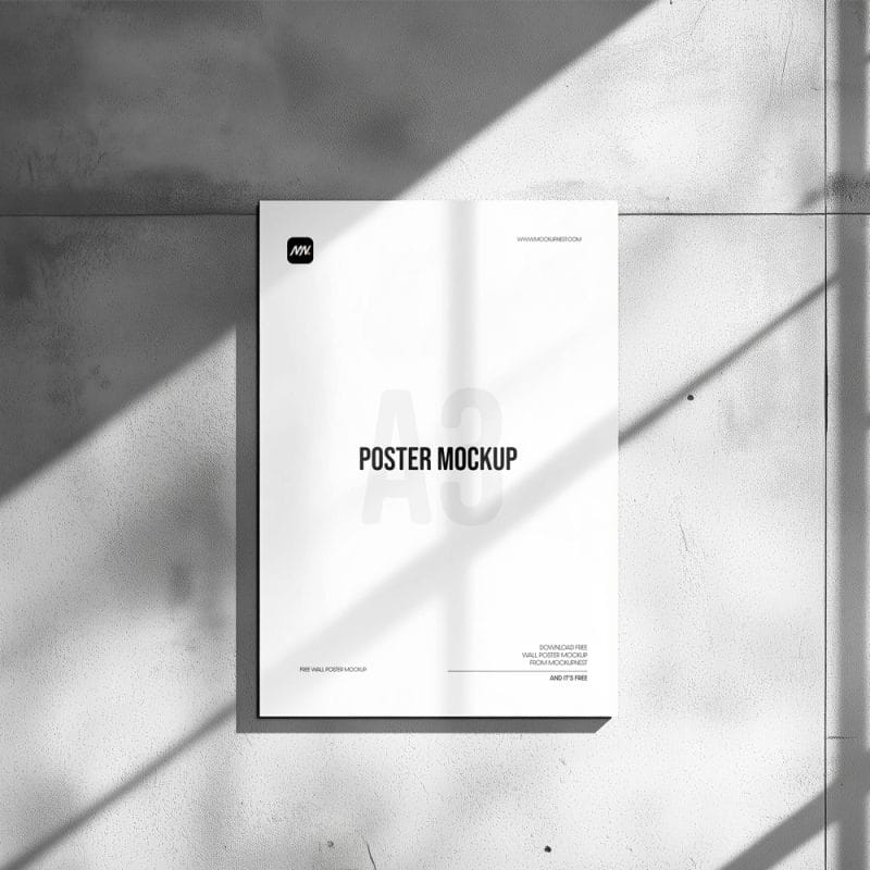 Free Realistic Wall Poster Mockup Design PSD