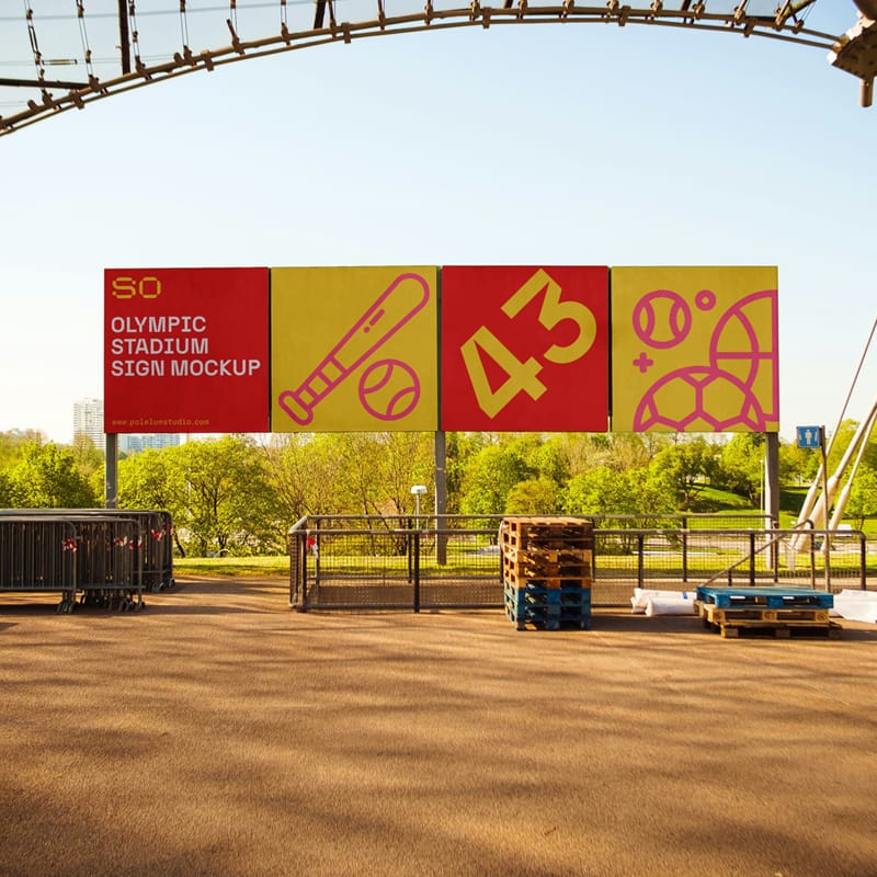 Free Olympic Stadium Signage Mockup PSD