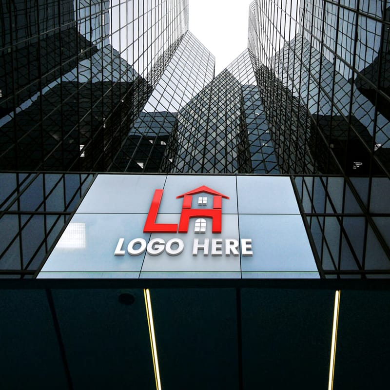 Free Premium Building 3D Logo Mockup PSD