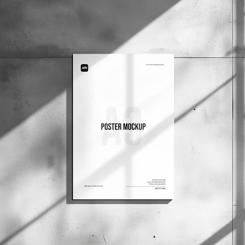 Free Realistic Wall Poster Mockup Design PSD