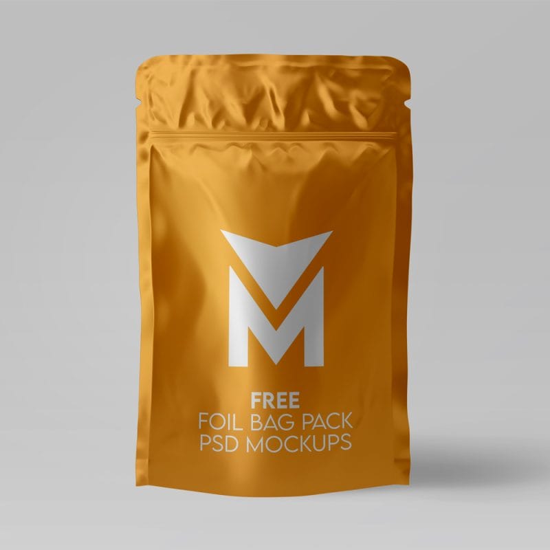 Free Foil Bag Pack Mockup PSD