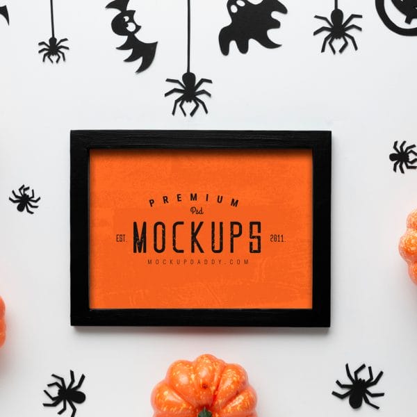 Free Halloween Frame Mockup PSD