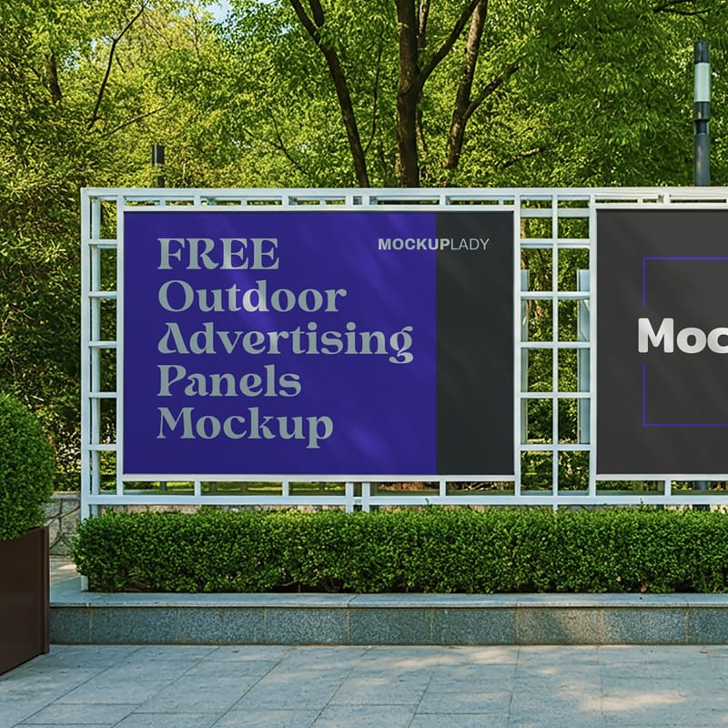 Free Outdoor Advertising Panels Mockup Template PSD