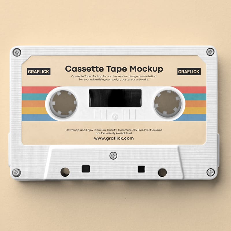 Free Retro Cassette Tape Mockup PSD
