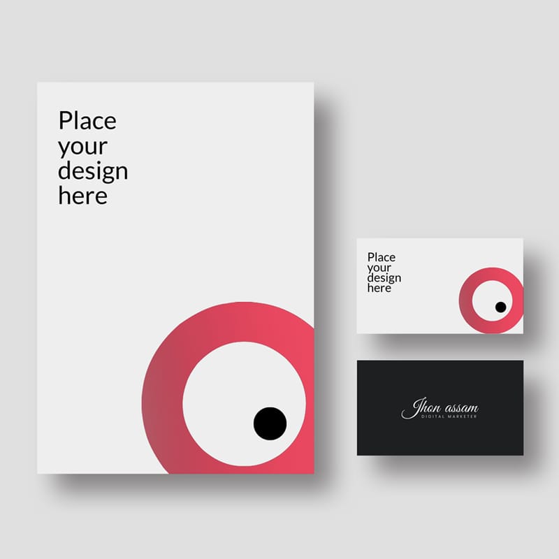 Free A4 Letterhead And Business Card Mockups PSD