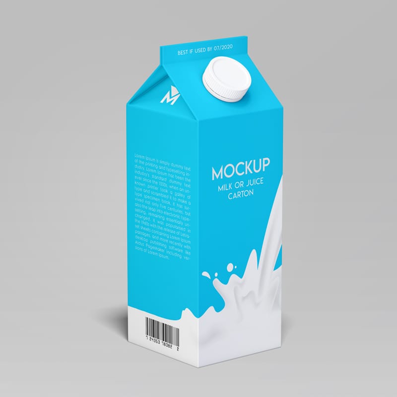 Free Milk Or Juice Carton Mockup PSD