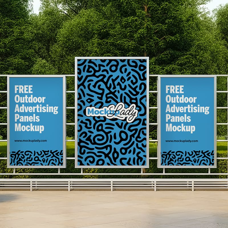 Free Outdoor Advertising Panels Mockup Design PSD