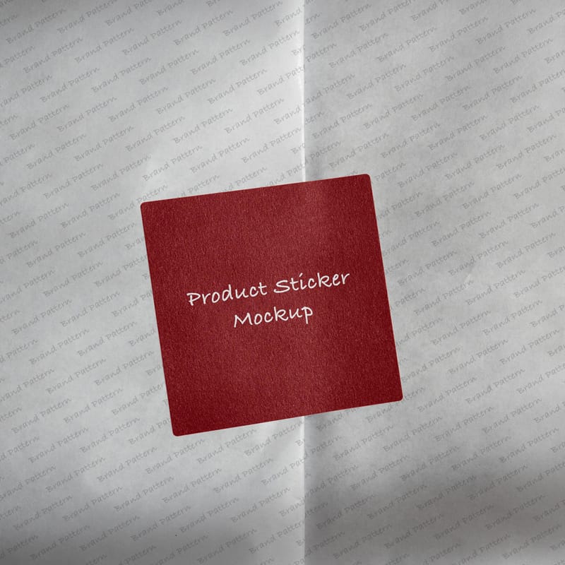 Free Product Sticker Mockup On Wrapping Paper PSD