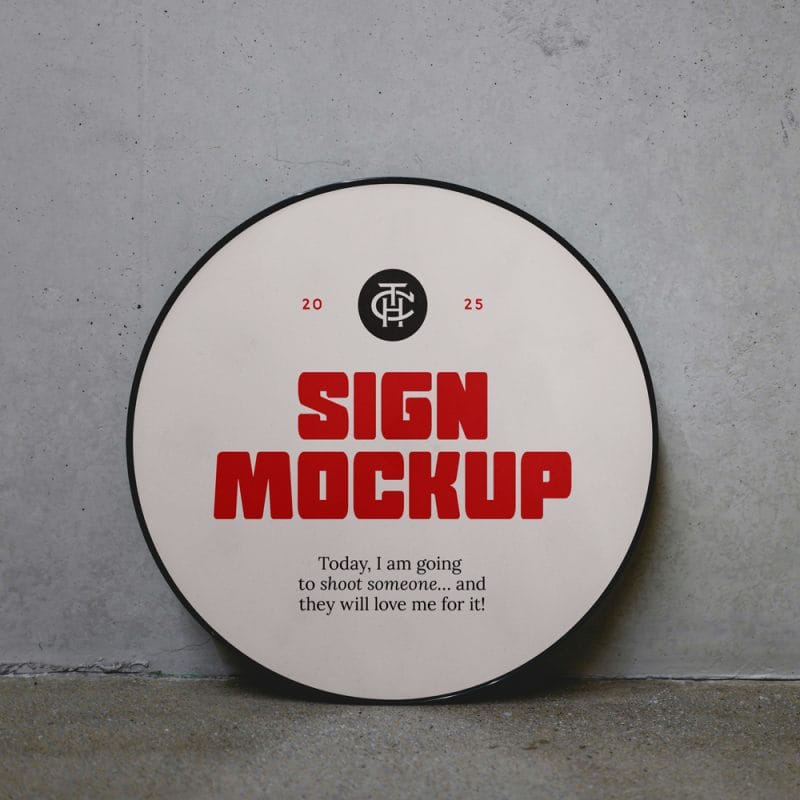 Free Big Circle Sign Mockup PSD