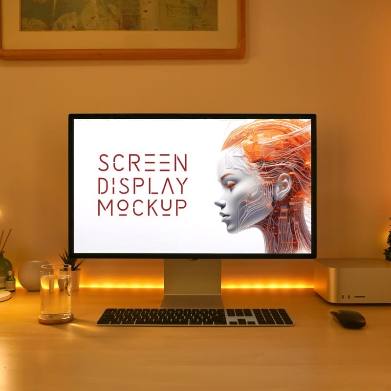 Free Home Office Desktop Screen Mockup PSD
