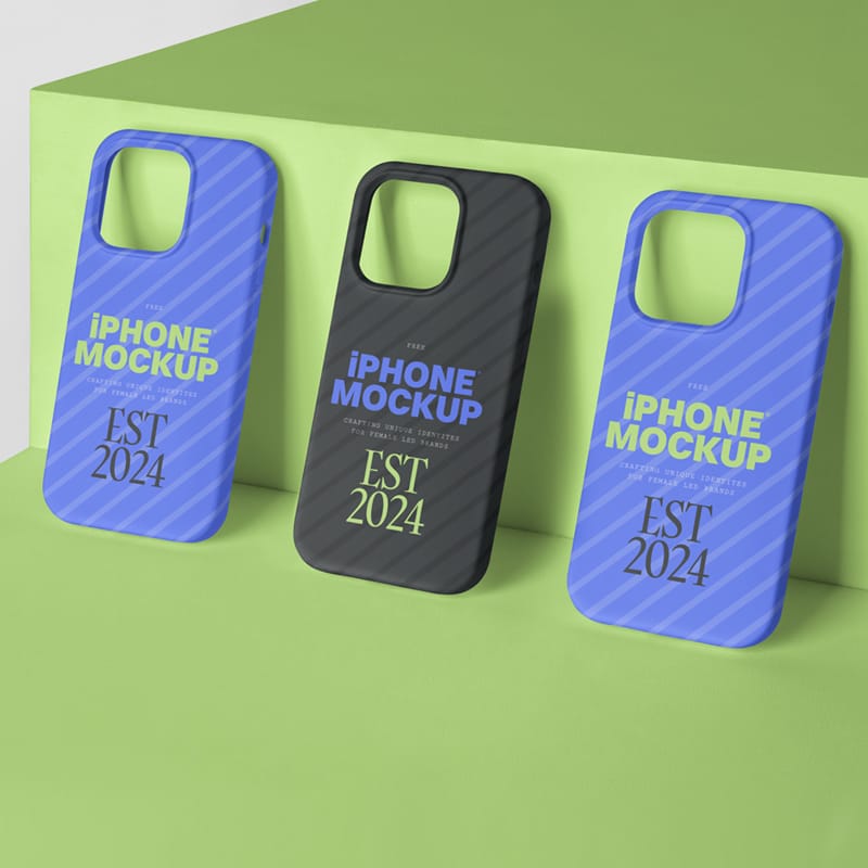 Free Three IPhone Cases Mockup PSD