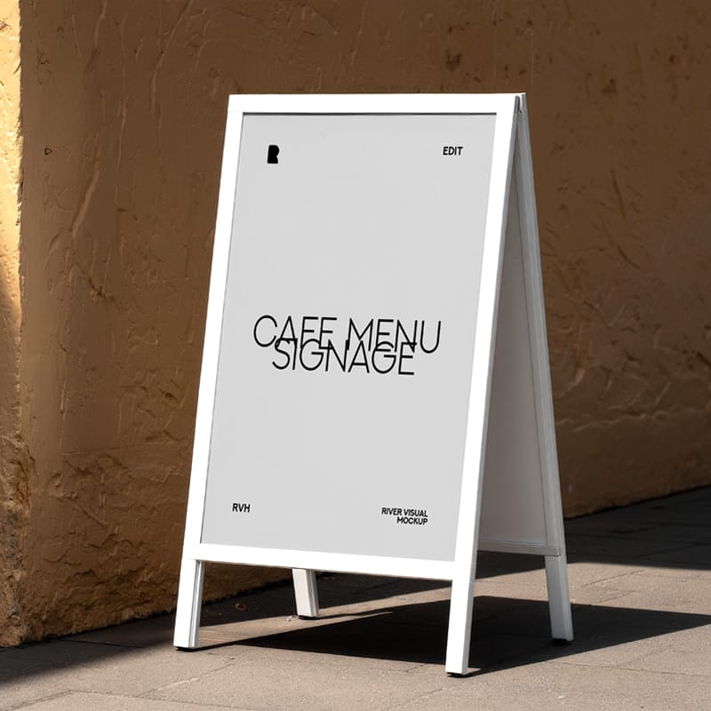 Free Cafe Menu Signage Mockup PSD