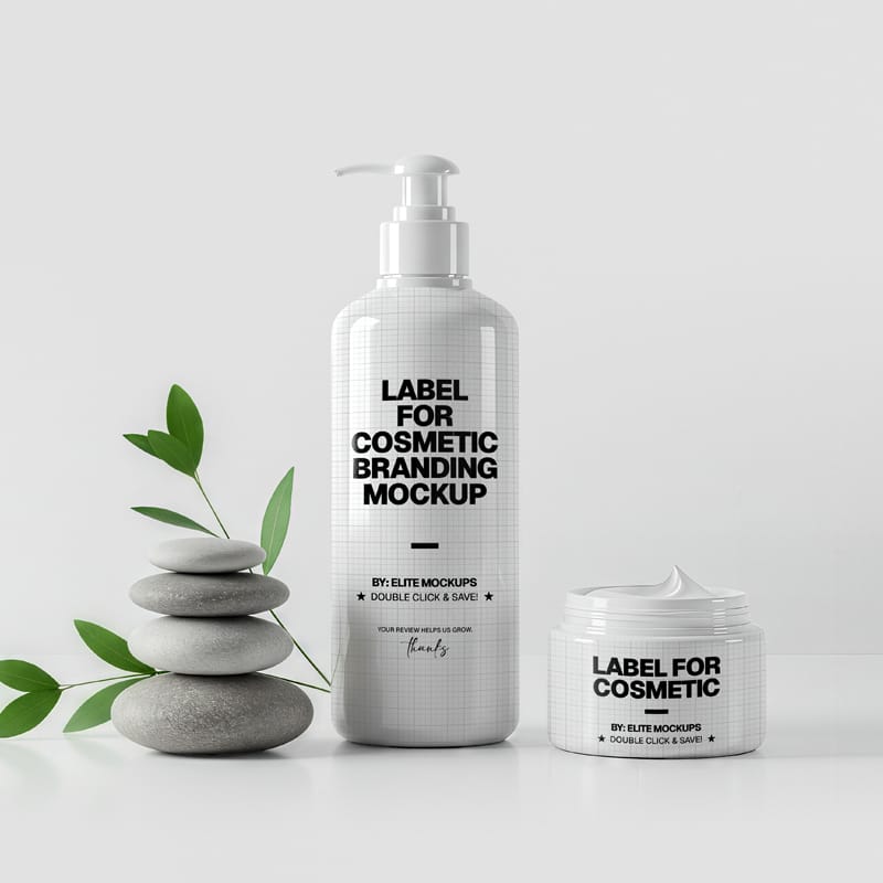 Free Cosmetic Label Mockup For Skincare Branding PSD
