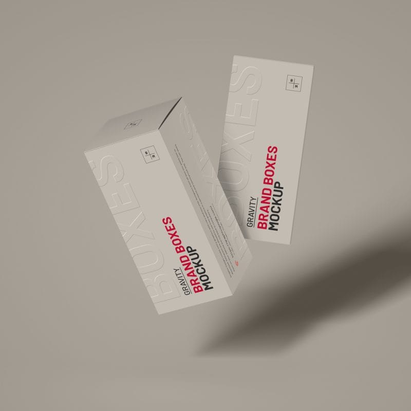 Free Gravity Brand Boxes Mockup PSD