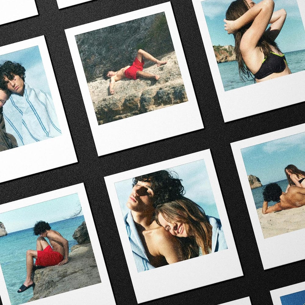 Free Polaroid Instant Cards Grid Mockup PSD