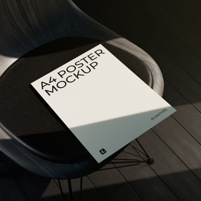 Free Realistic A4 Poster Presentation Mockup PSD