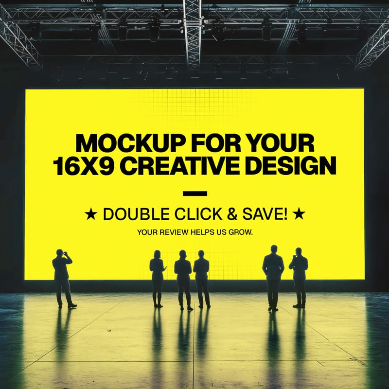 Free Cinematic 16x9 Screen Mockup With Audience PSD